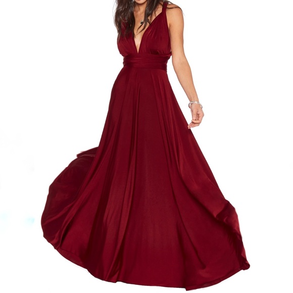 Twobirds | Dresses | Twobirds Bridesmaid Dress Burgundy Multi ...